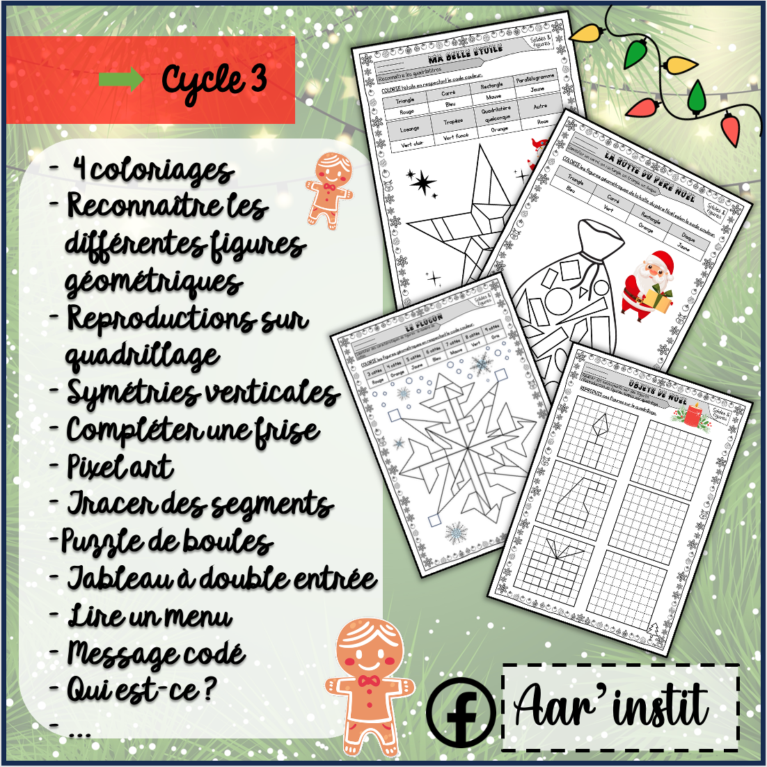 Des fiches de mathématiques pour Noël (cycle 3) – Aar'instit